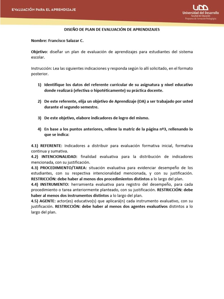 Annotated-Plan de Evaluación 2025 (Francisco Salazar) | PDF | Rúbrica (Académica) | Aprendizaje