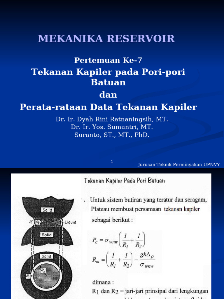 Modul-7 (Tekanan Kapiler Pada Pori-Pori Batuan Dan Perata-Rataan Data ...