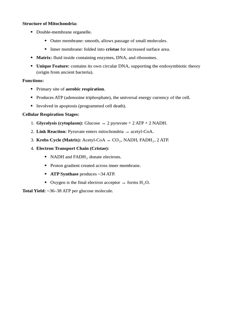Mitochondria Structure and Function Explained | PDF