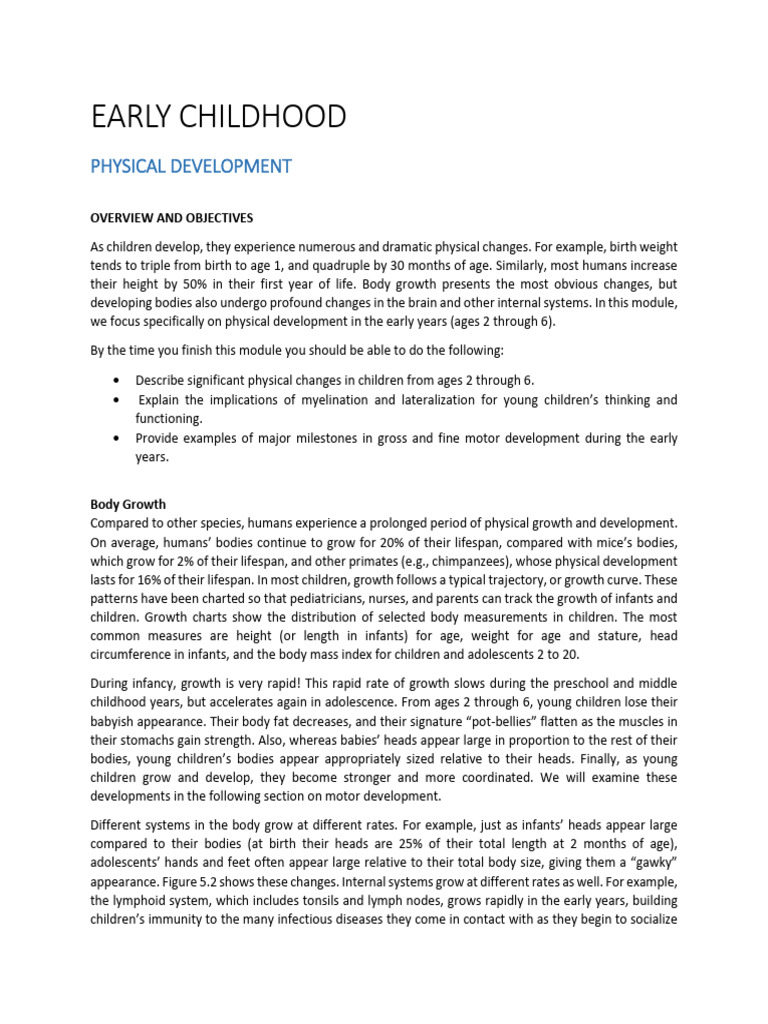 EARLY CHILDHOOD - Physical Development | PDF | Handedness | Stress ...