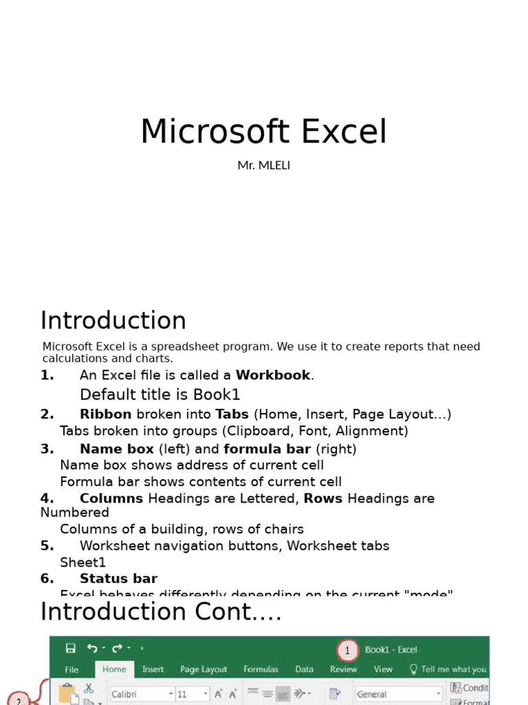 Microsoft Excel Part 1 | PDF | Microsoft Excel | Spreadsheet