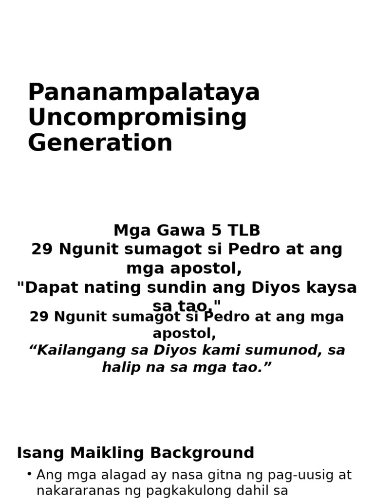 Faith Uncompromising Generation Tagalog | PDF