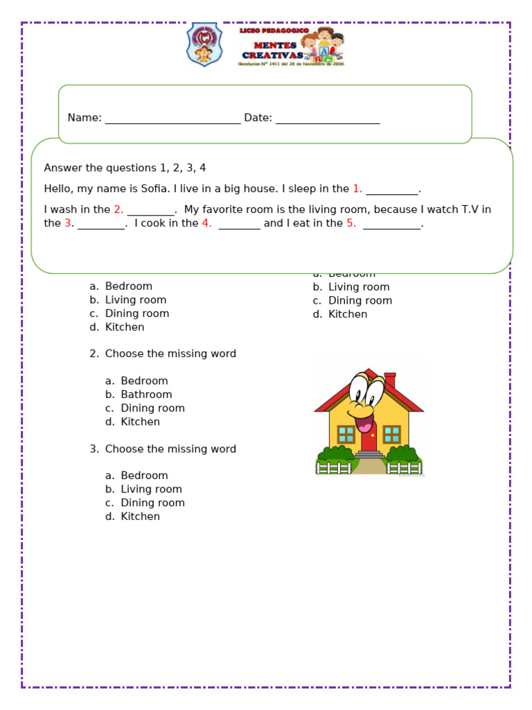 Fill-in-the-Blank Room Quiz | PDF