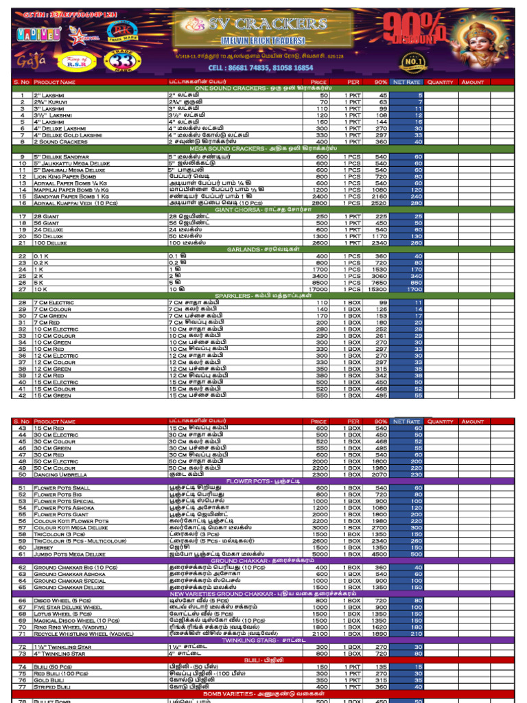 SV Crackers - 2025 Price List | PDF