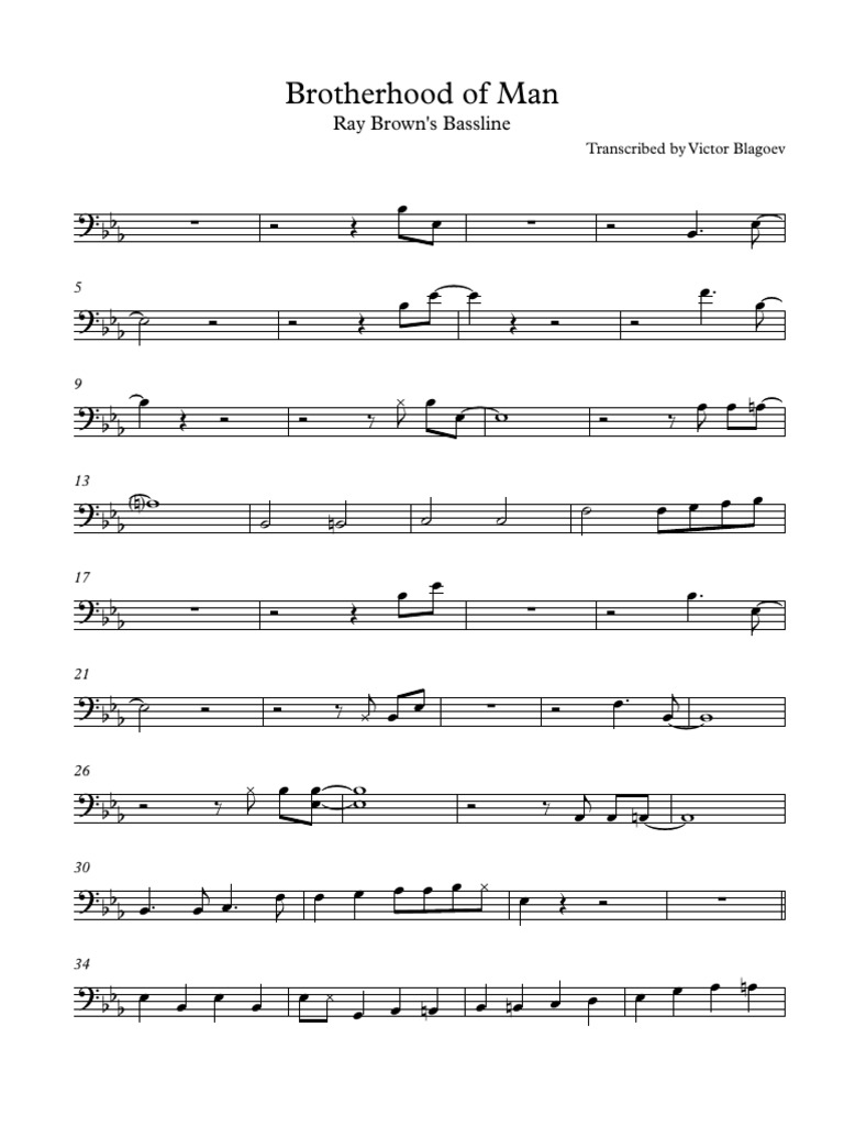 Brotherhood of Man - Ray Brown Transcription | PDF