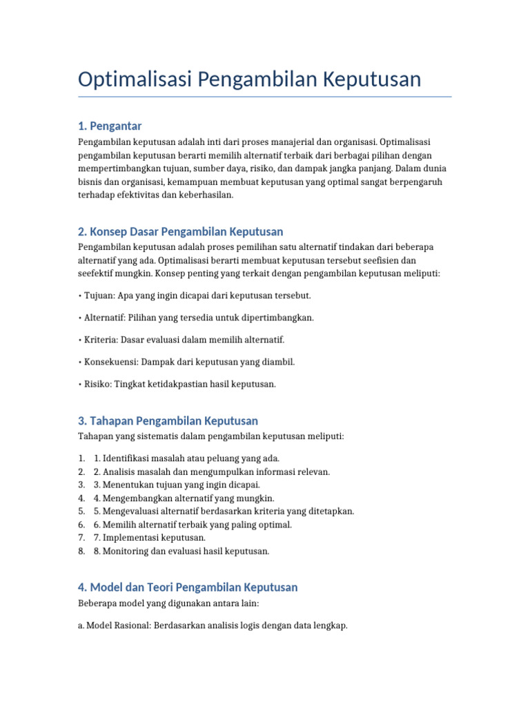 Optimalisasi Pengambilan Keputusan Efektif | PDF