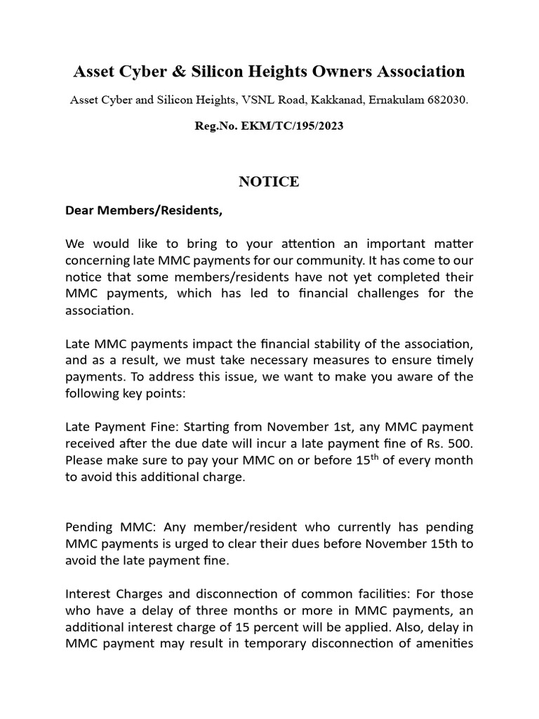 Late Payment Fee Notice | PDF