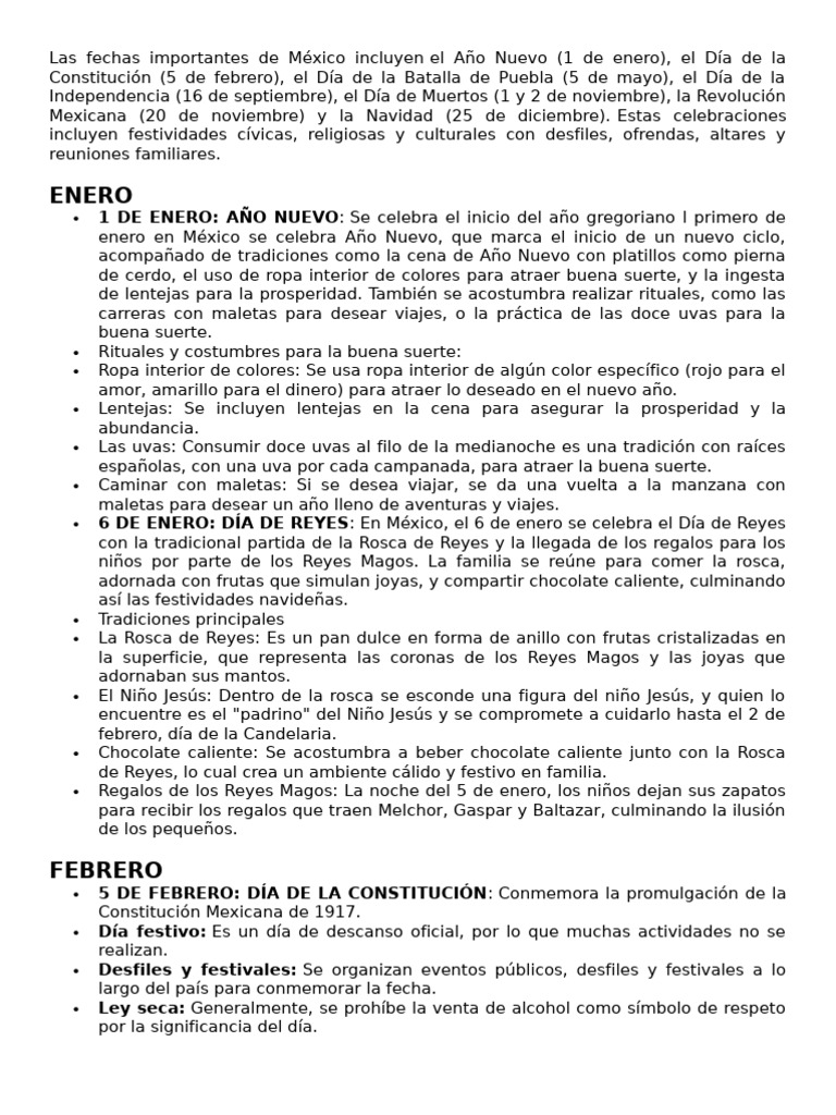 Fechas y Tradiciones Clave en México | PDF | Nochebuena | Navidad