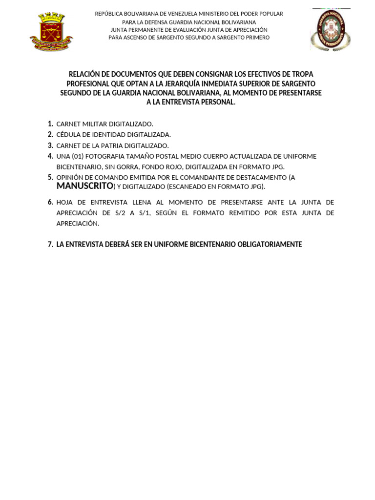 Relacion de Doc. y Entrevista Que Deben de Consignar Los s2 Que Optan ...