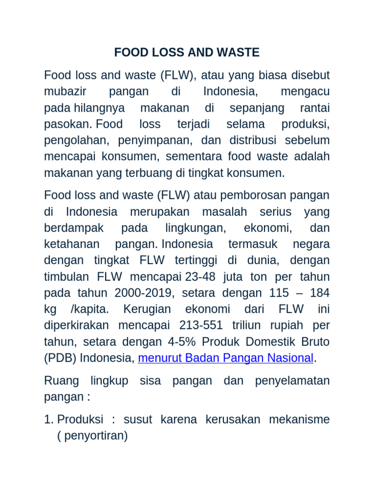 Food Loss and Waste | PDF
