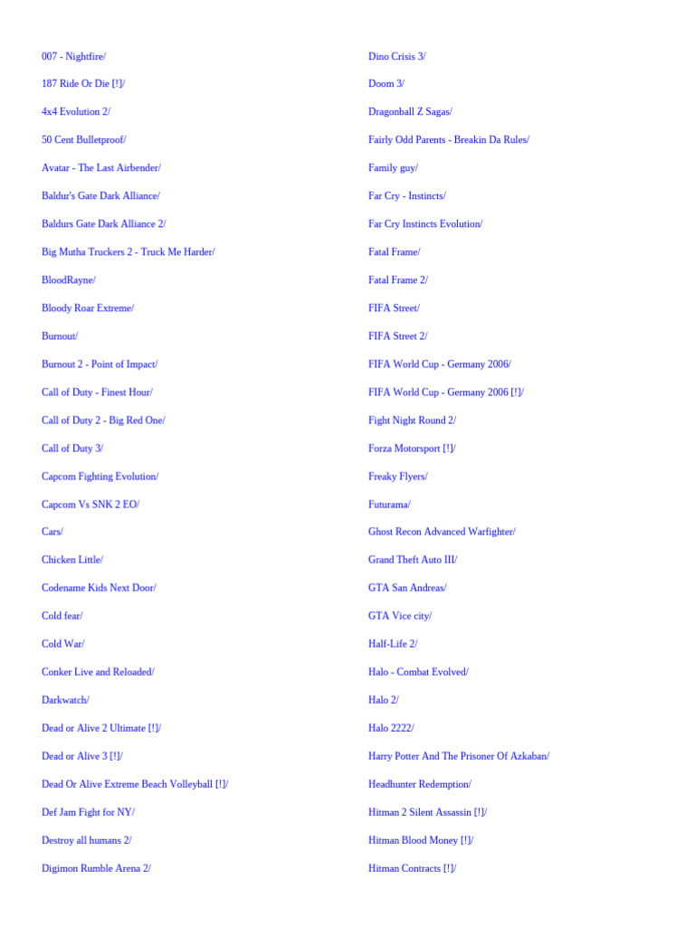Classic Video Game Titles List | PDF | Star Wars