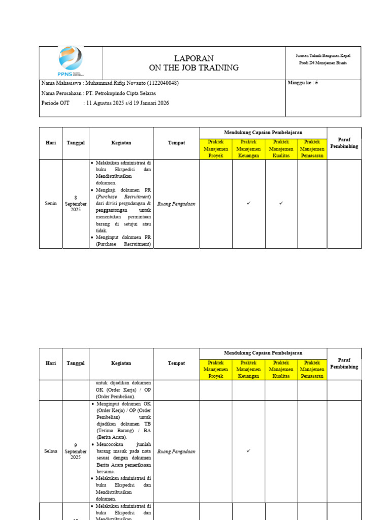 Logbook Week Ke 5 | PDF
