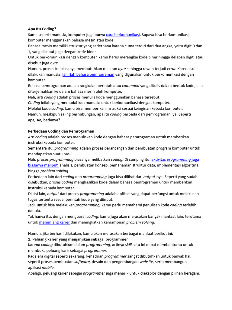 Pengertian Coding dan Perbedaannya | PDF