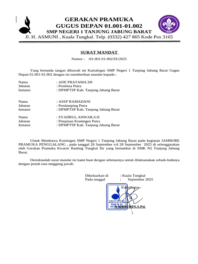 Surat Mandat Atau Tugas | PDF