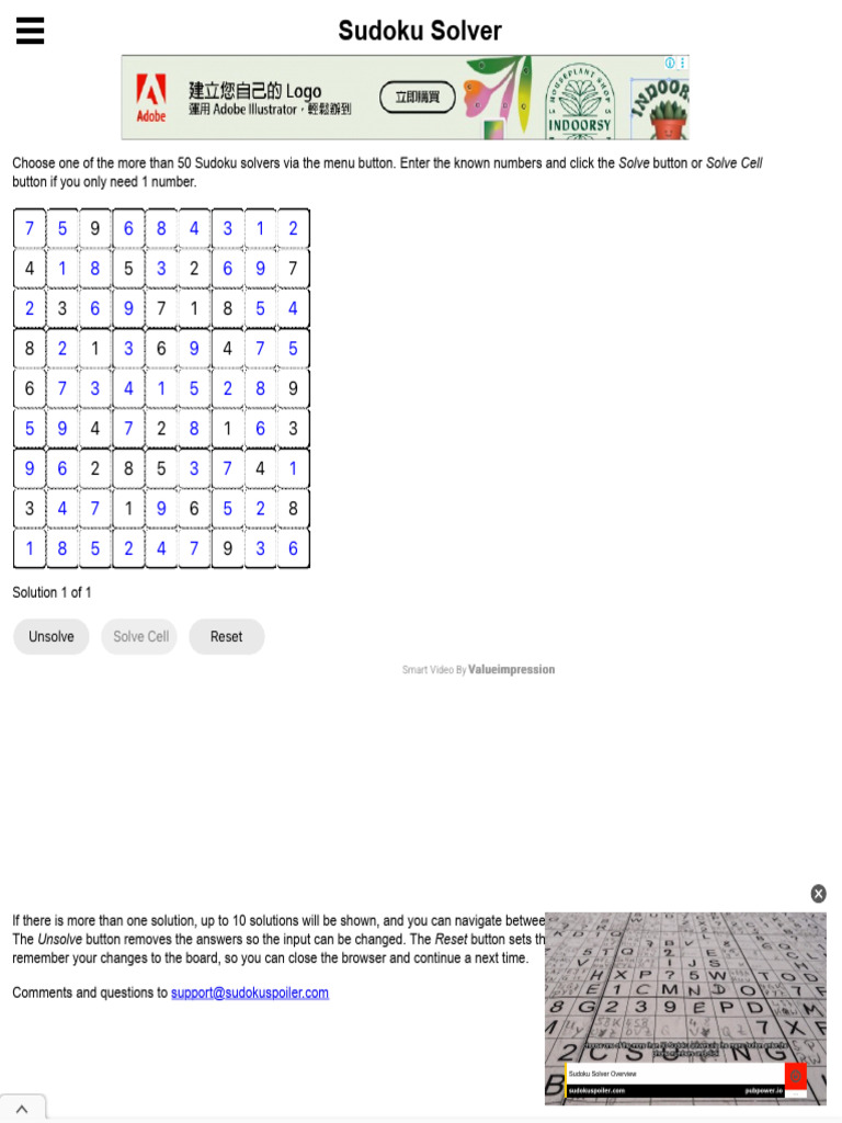 Sudoku Solver with Solutions | PDF