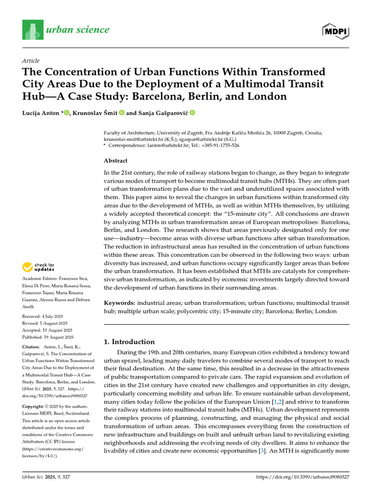 The Concentration of Urban Functions Within Transformed City Areas Due ...
