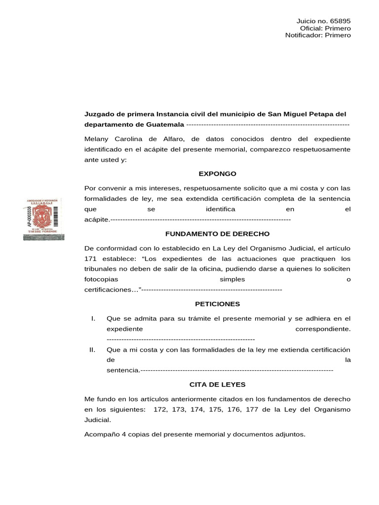 Certificación de Sentencia | PDF | Sentencia (ley) | Justicia
