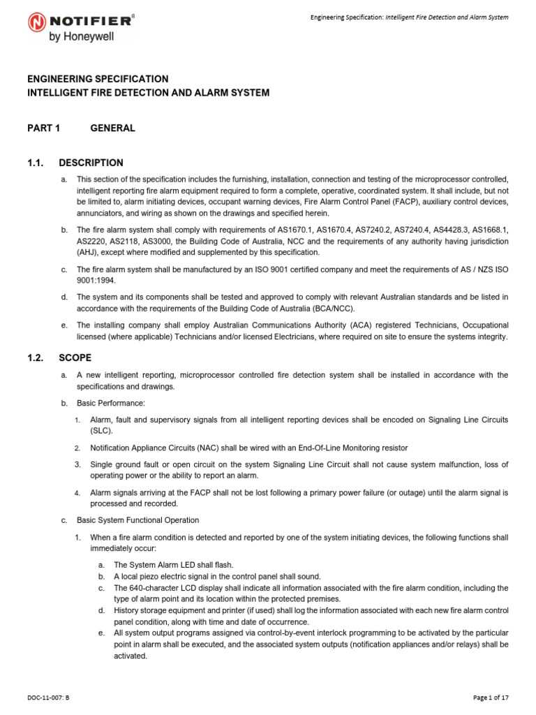 Addressable Control Panel - Engineer Specifications (AFP-3030) DOC-11 ...