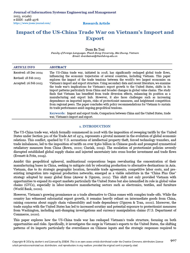 Impact of The US-China Trade War On Vietnams Impo | PDF | Exports | Trade