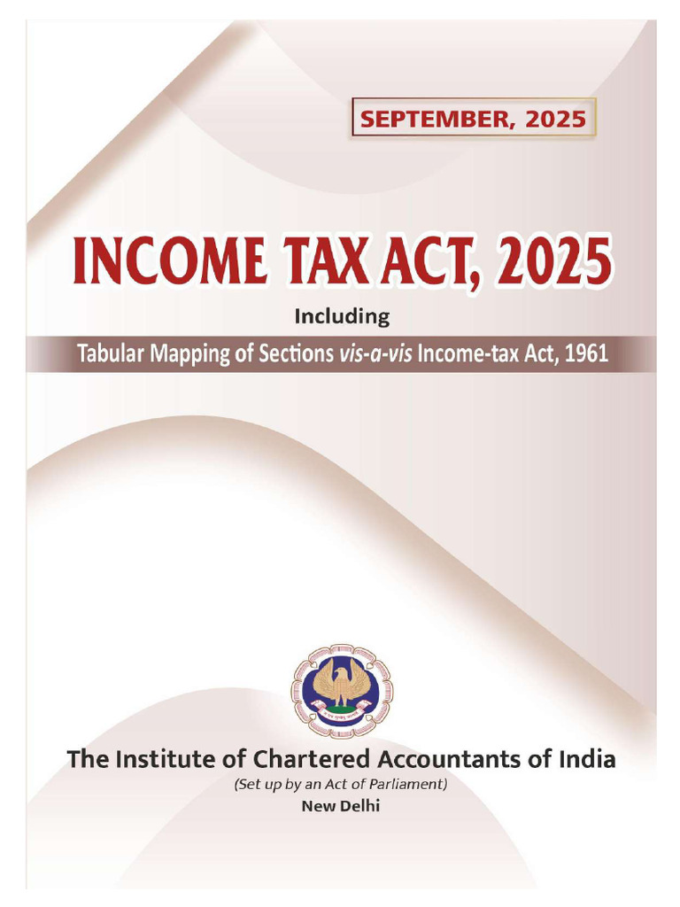 ICAI Income Tax Act 2025 Overview | PDF | Income Tax | Tax Deduction