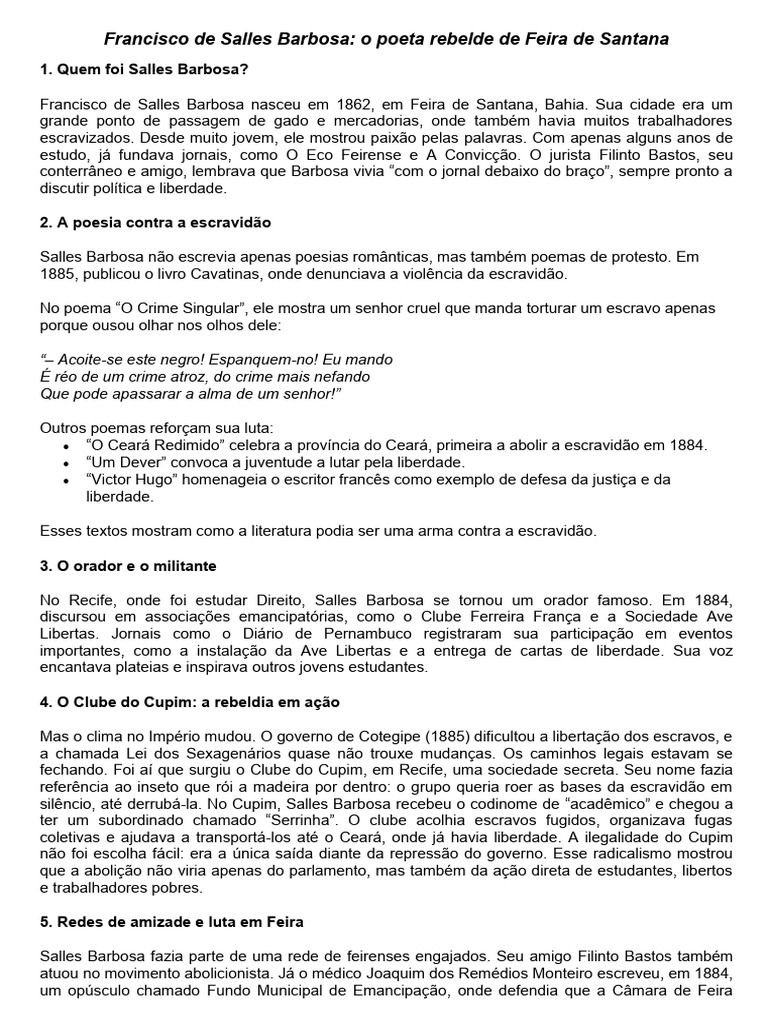 Abolicionismo Salles Barbosa | PDF | Escravidão