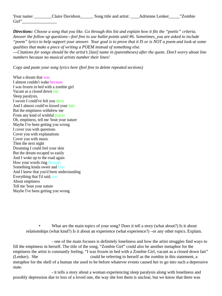 Defense of A Song As A Poem, 24-1 | PDF | Poetry | Rhyme