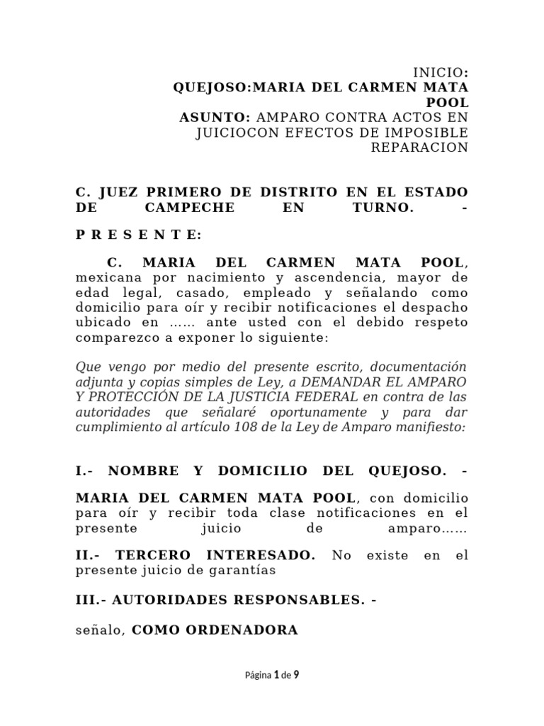 Amparo Maria Mata Pool | PDF | Sentencia (ley) | Derecho Civil (Common Law)