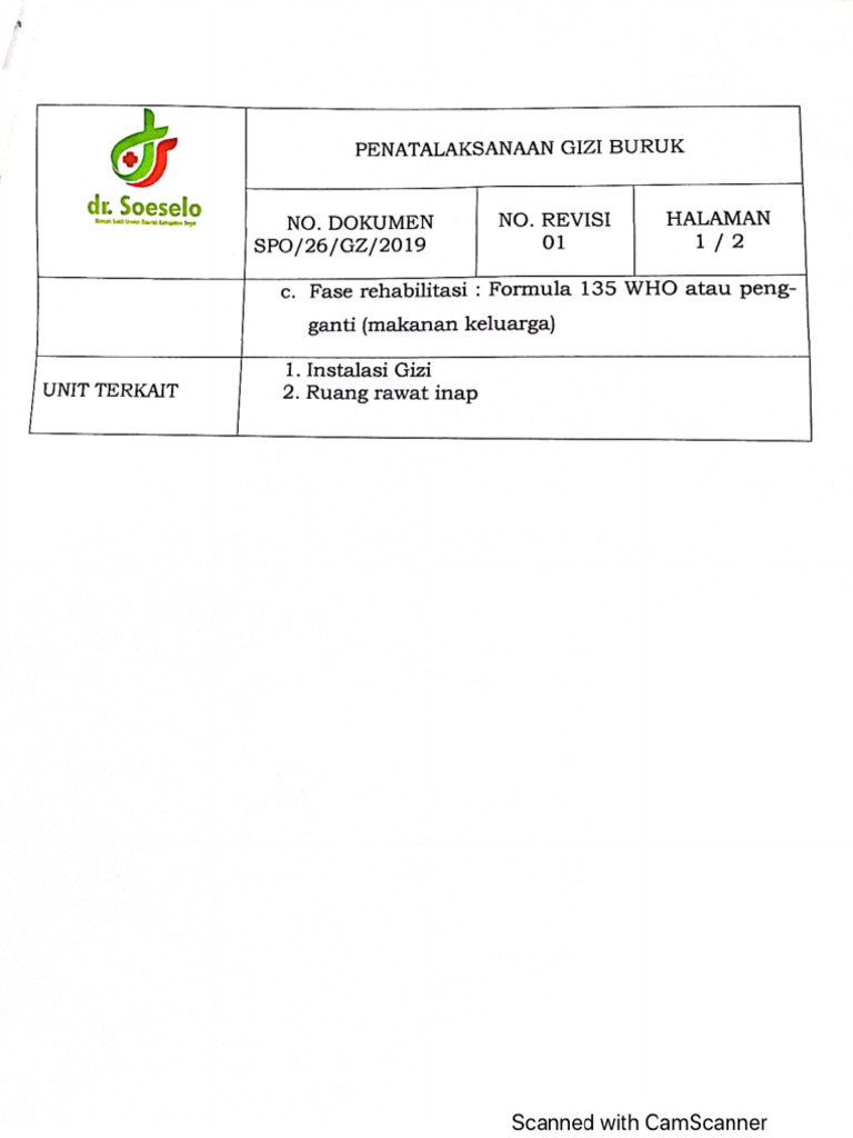 Lanjutan Spo Gizi Buruk | PDF