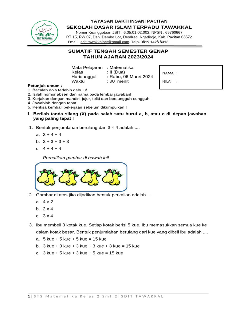 Soal Sts MTK 2024 SMT 2 | PDF