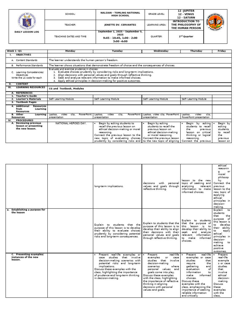 DLL Philo 2025 2026 W1 Q2 | PDF | Decision Making | Learning