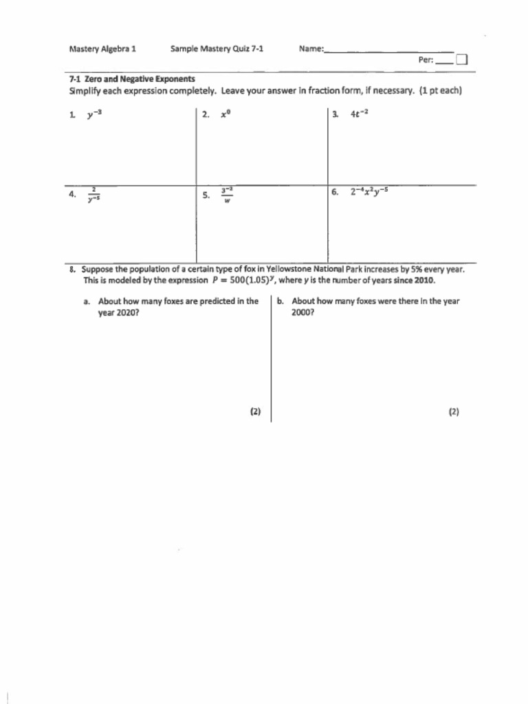 Alg 1 CH 6 Practice Test | PDF