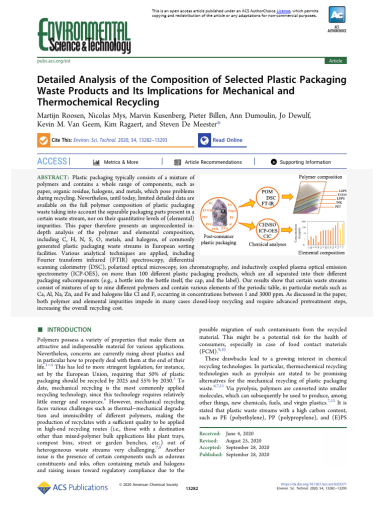 Plastic Packaging Waste Analysis for Recycling | PDF | Polyethylene ...