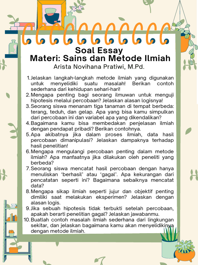 Soal Essay Sains Dan Metode Ilmiah | PDF