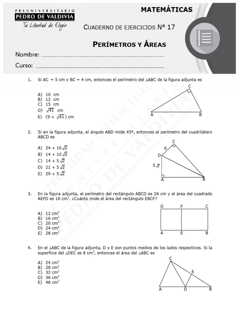 Perímetros y Áreas | PDF | Rectángulo | Triángulo