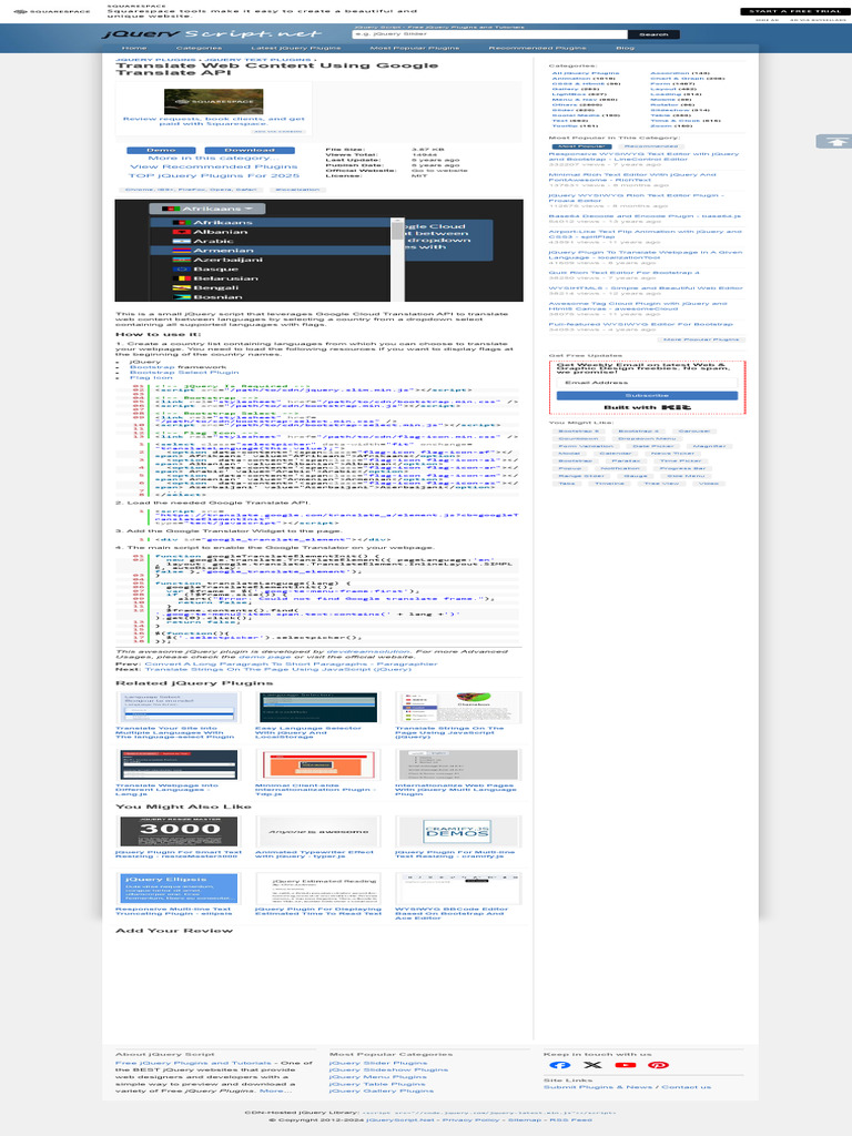 Translate Web Content Using Google Translate API - Free Jquery Plugins ...