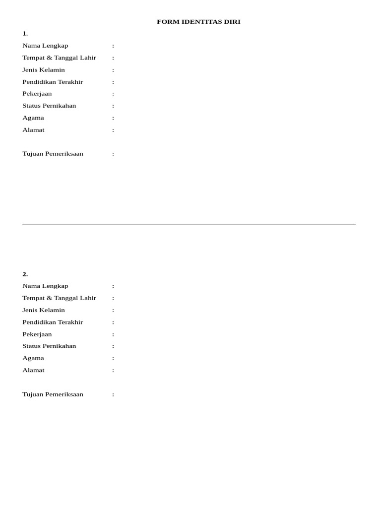 Format Formulir Identitas Diri | PDF