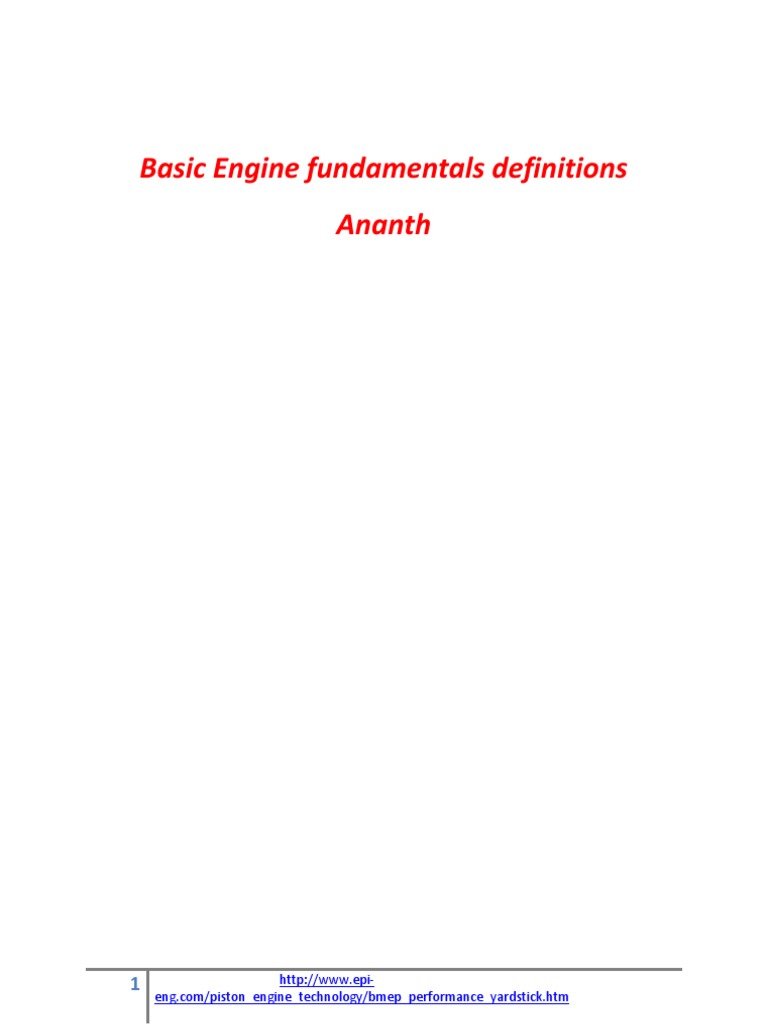 Engine Terms Definitions | PDF | Torque | Internal Combustion Engine