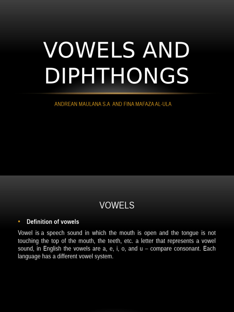 Vowels and Diphthongs | PDF