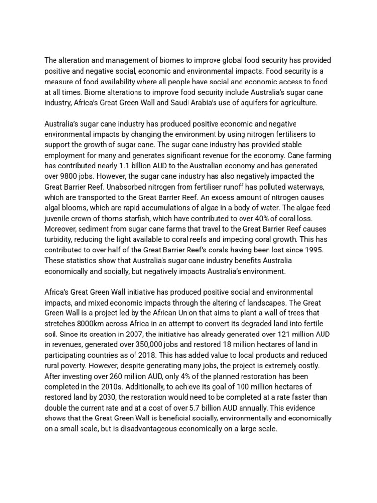 Case Studies On Biome Management and Food Security | PDF | Groundwater ...