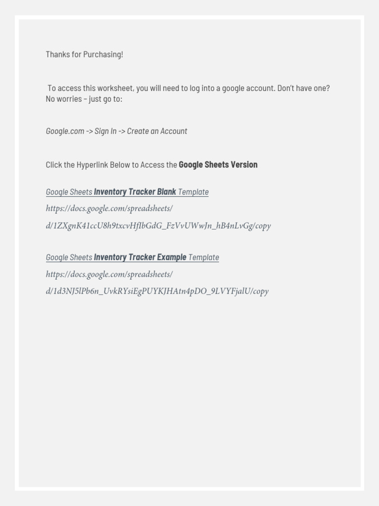 Inventory Tracker Google Sheets Download | PDF
