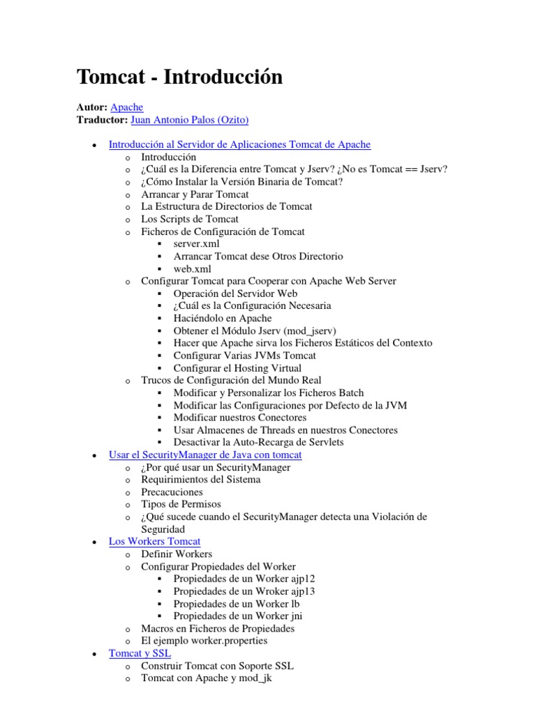 Tomcat | PDF | Páginas del servidor Java | Java (lenguaje de programación)
