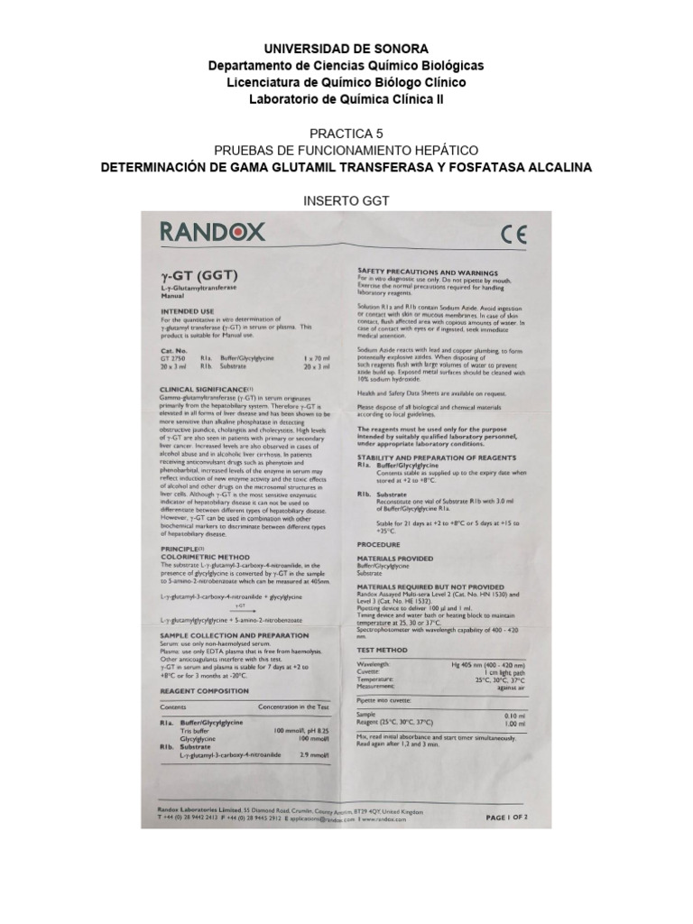 Practica 5. GGT y Alp | PDF