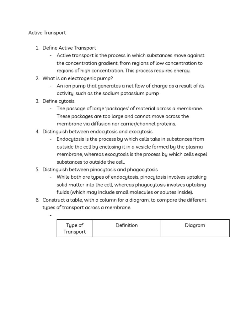 Understanding Active Transport Mechanisms | PDF | Cell (Biology) | Cell ...