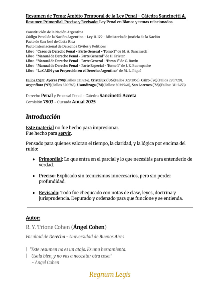 Ángel Cohen - Resumen de Tema - Ámbito Temporal de La Ley Penal - Der ...