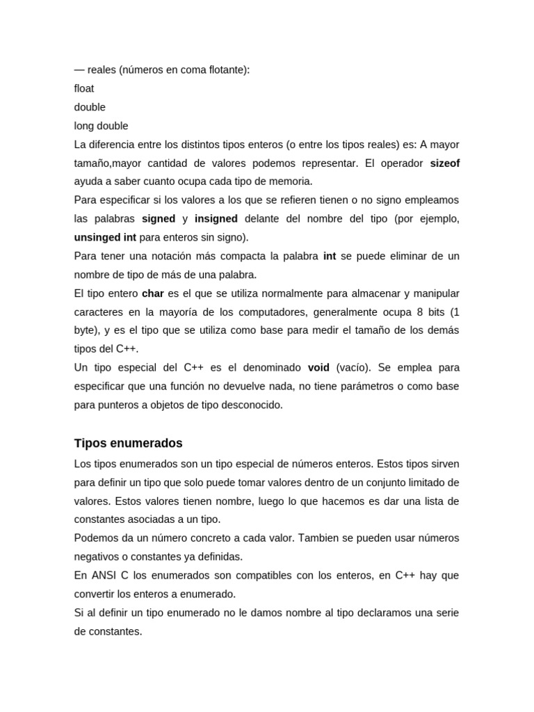 Numeros Reales, Tipos Enumerados, Tipos Derivados, Tipos Compuestos ...
