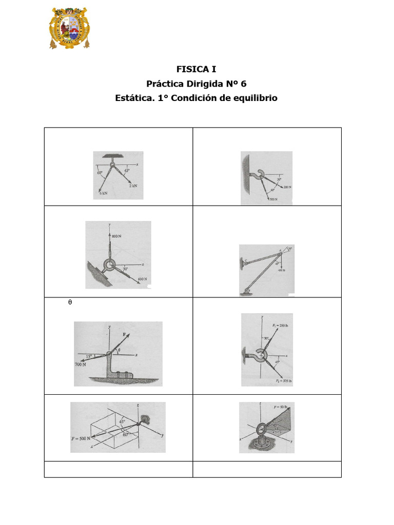 A PD 06 Estatica 1° 2025-II Fis 1 UNMSM FISI | PDF | Tensión (Física) | Vector Euclidiano