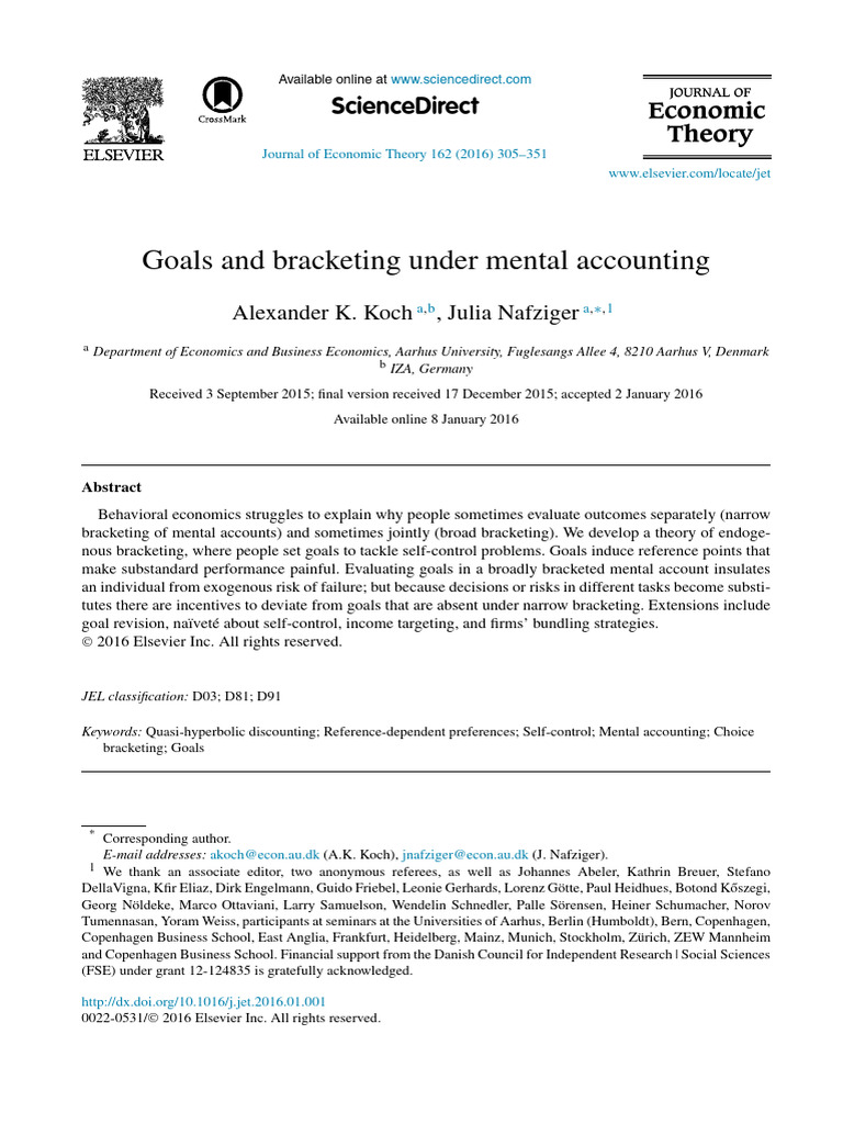Goals and Bracketing Under Mental Accounting | PDF | Risk | Incentive