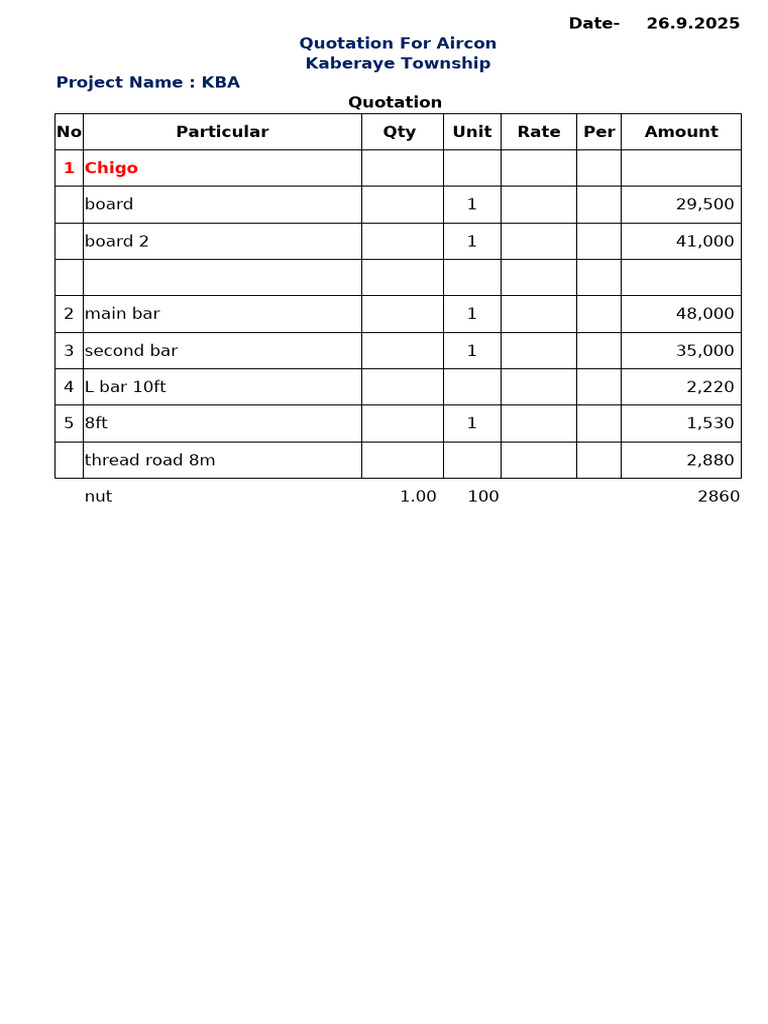 Air Conditioning Quotation for KBA Project | PDF