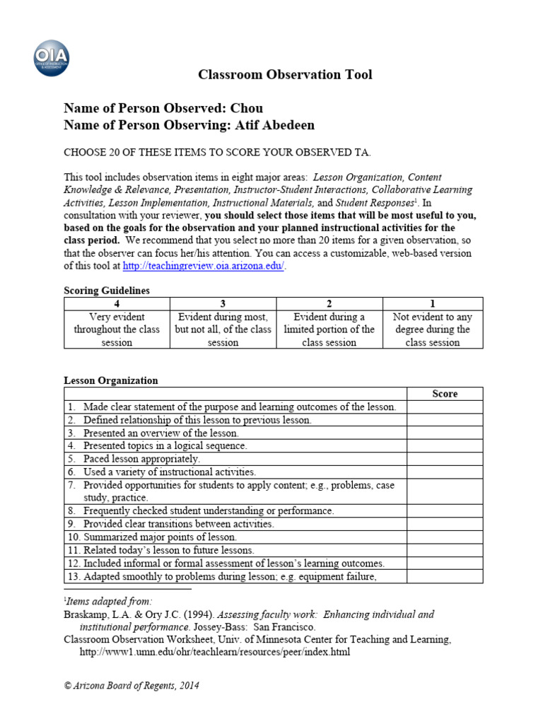 Peer Observation PDF | PDF | Learning | Peer Review