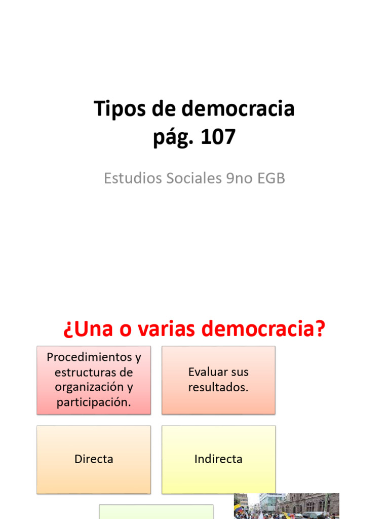 Tipos de Democracia: Directa, Indirecta y Semidirecta | PDF